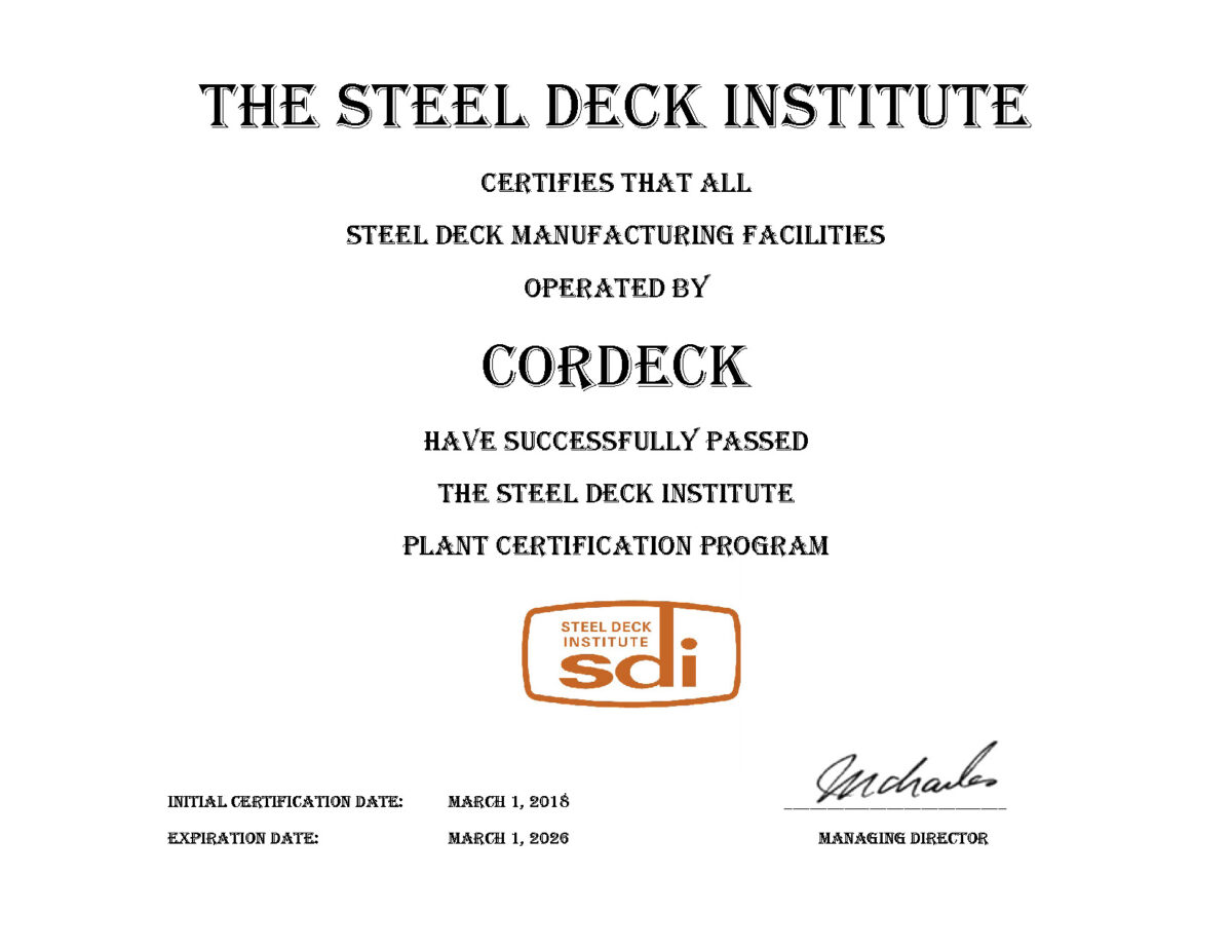 Cordeck Industry Certificates | Cordeck
